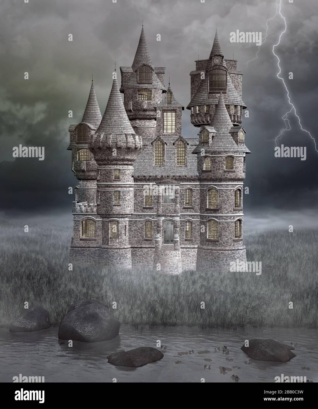 Old medieval castle under a dramatic sky Stock Photo - Alamy