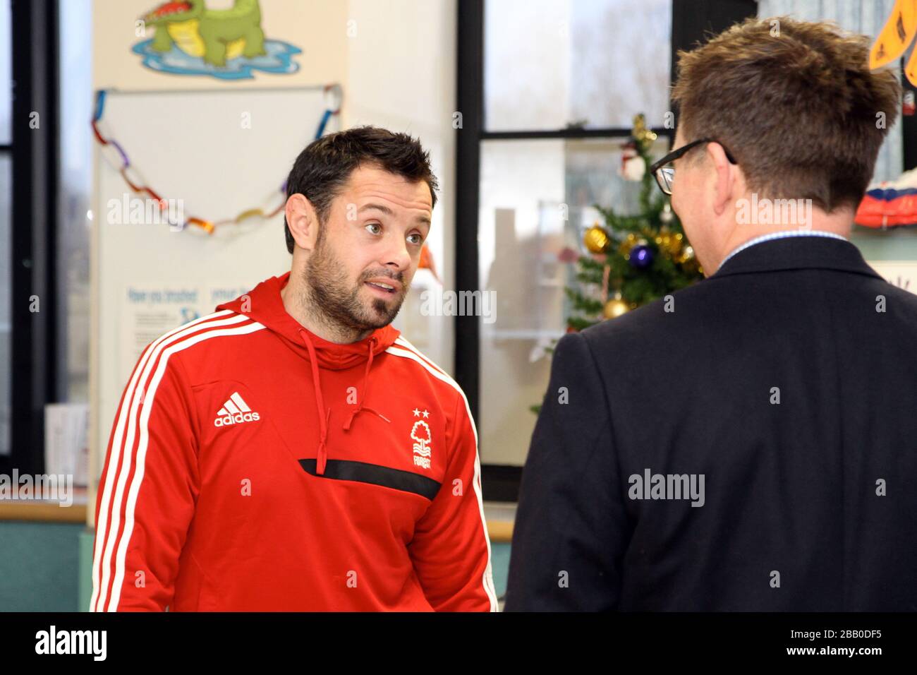 Andy Reid speaks with BBC Nottingham news reporter Mark Shardlow Stock ...