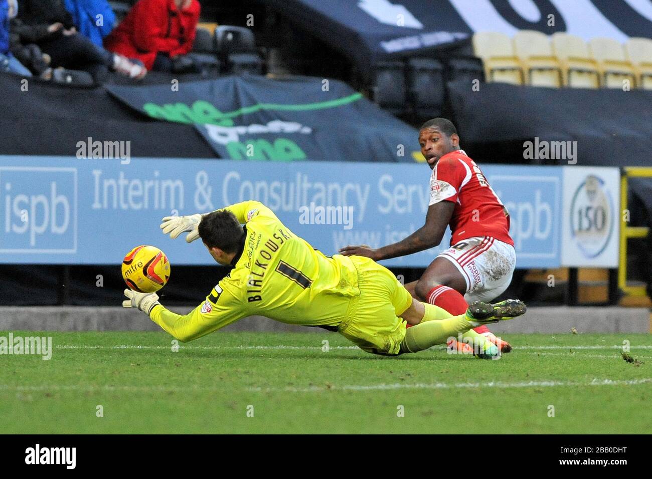 Bristol City's Jay Emmanuel-Thomas sees his shot blocked by Notts ...