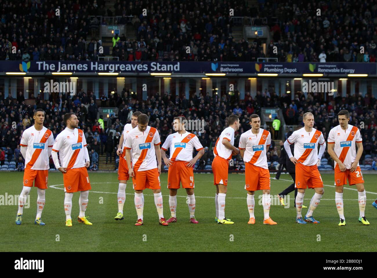 Blackpool players line up before kick-off Stock Photo - Alamy