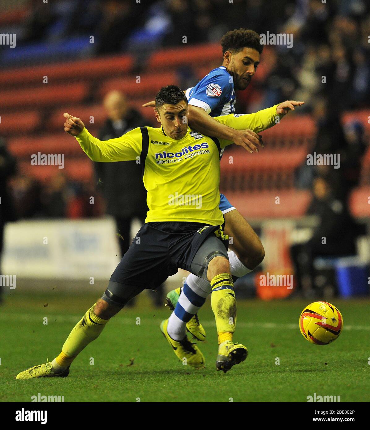 Birmingham City's Lee Novak and Wigan Athletic's Ryan Shotton Stock ...