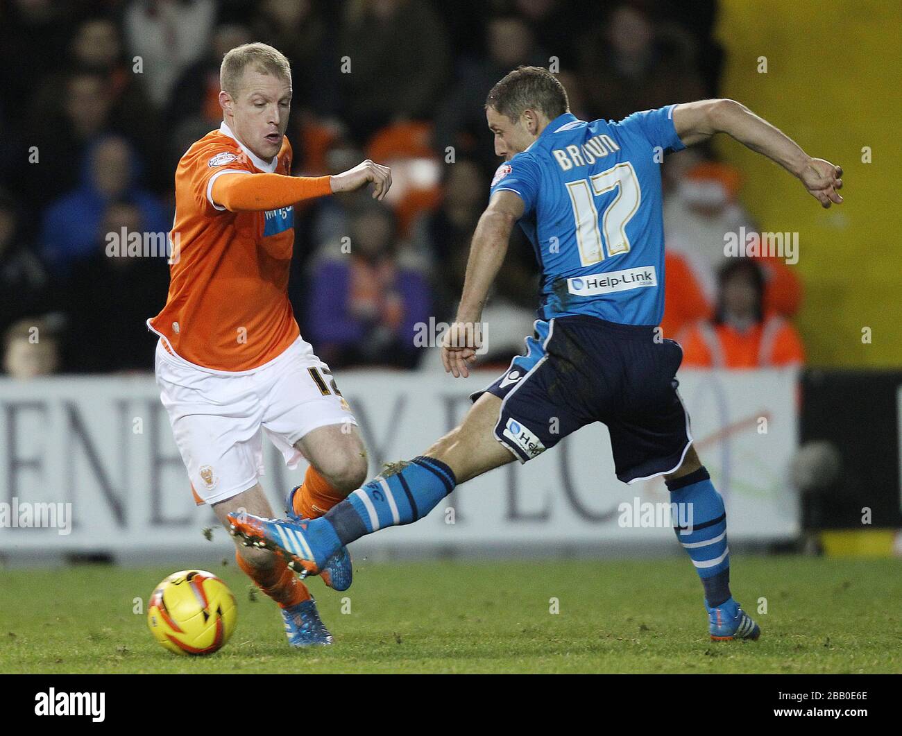 Blackpool's Neal Bishop and Leeds United's Michael Brown Stock Photo ...