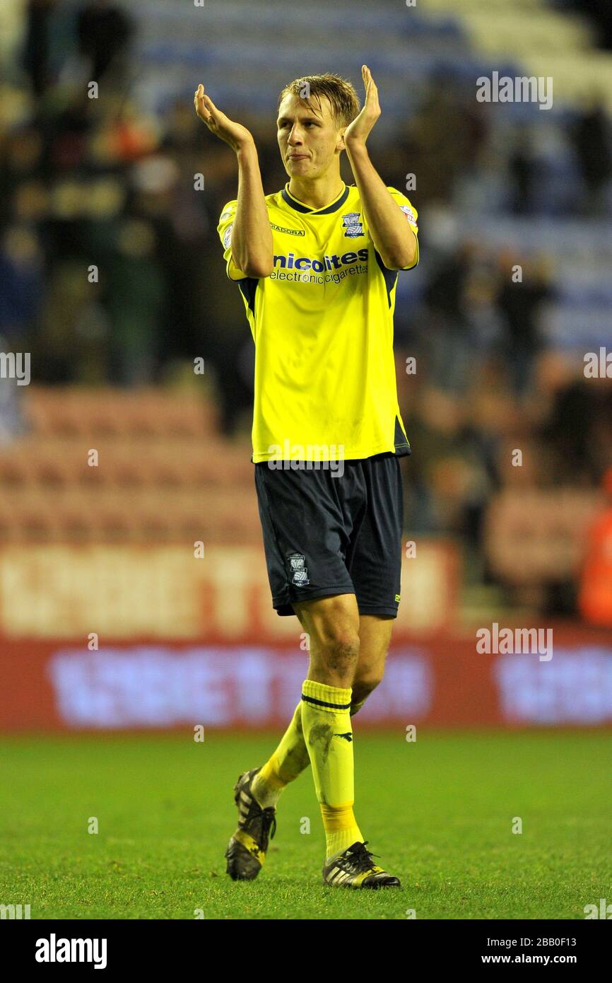Birmingham City's Daniel Burn applauds the fans after the final whistle ...