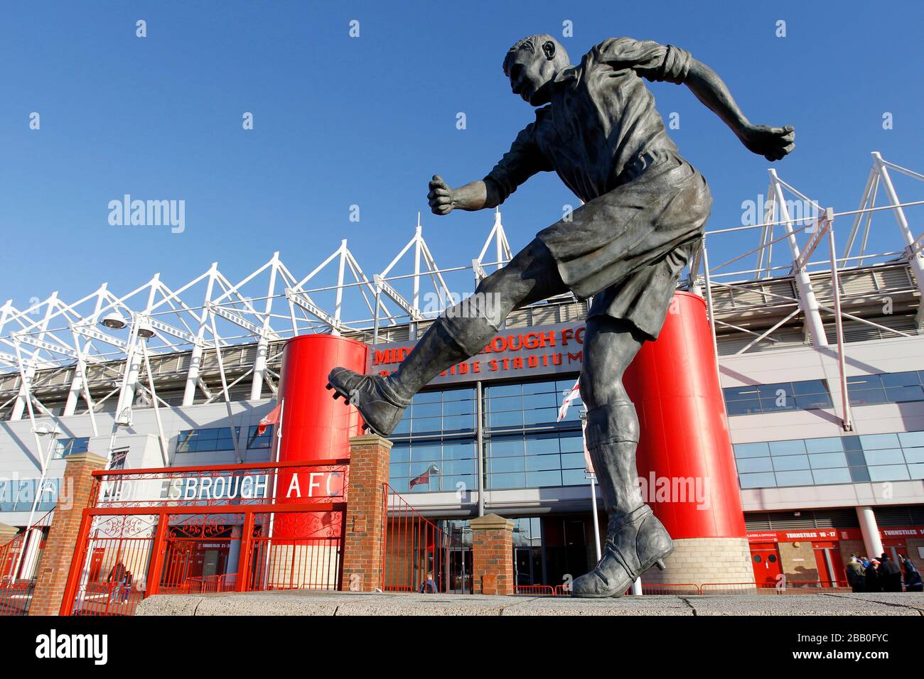 Statue of middlesbrough legend wilf mannion outside the riverside ...