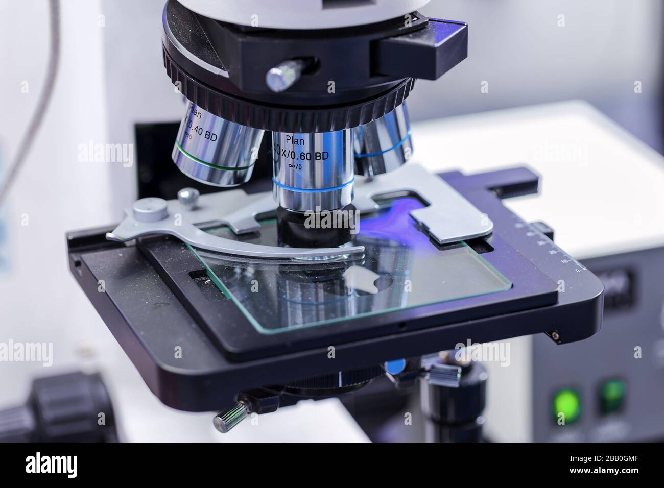 Laboratory Microscope. Scientific and healthcare research background. A ...