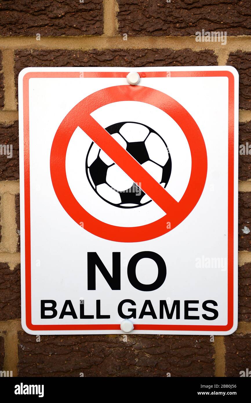 A sign reading 'No Ball Games' at Griffin Park Stock Photo - Alamy