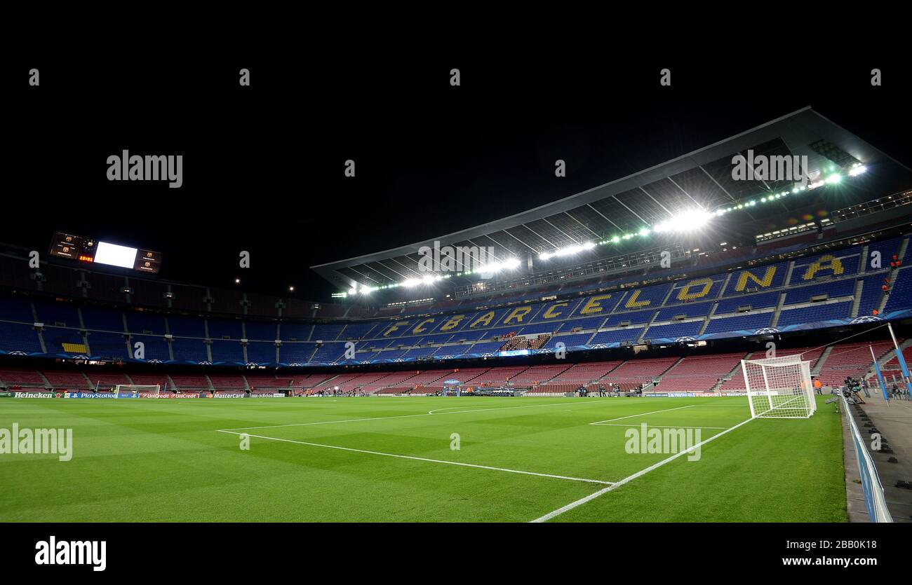 General view of inside the Camp Nou, Home to Barcelona FC Stock Photo ...