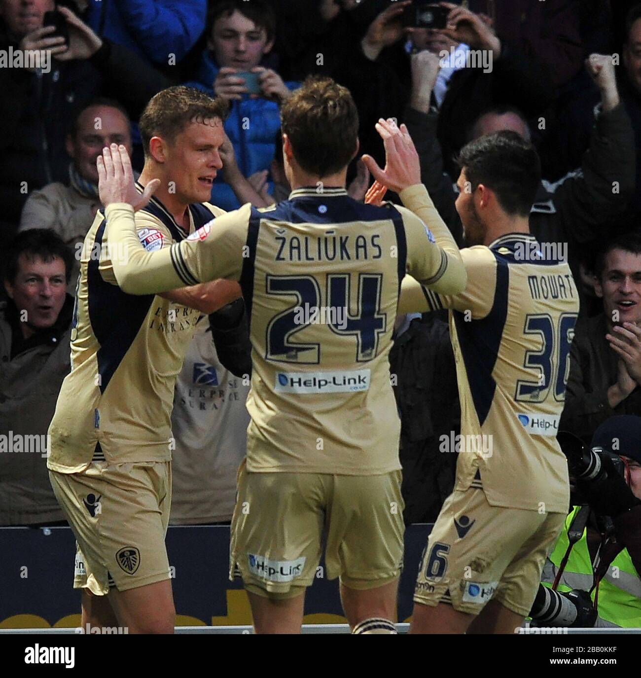 Leeds United's Matt Smith (left) is congratulated on scoring his sides ...