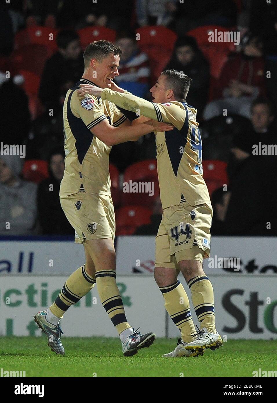 Leeds United's Ross McCormack (right) is congratulated by Matt Smith ...