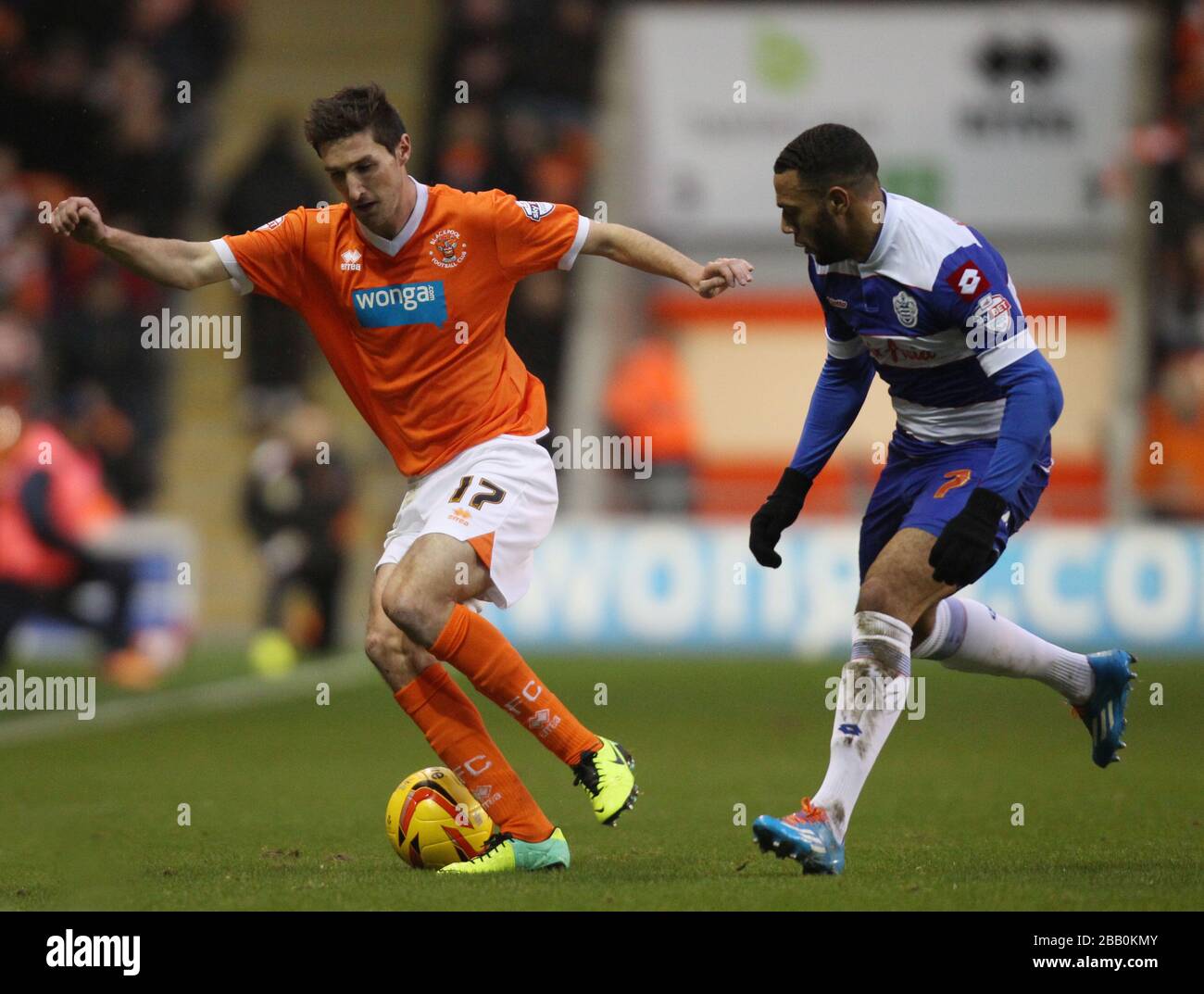 Blackpool's Chris Basham and Queens Park Rangers' goal scorer Matty ...