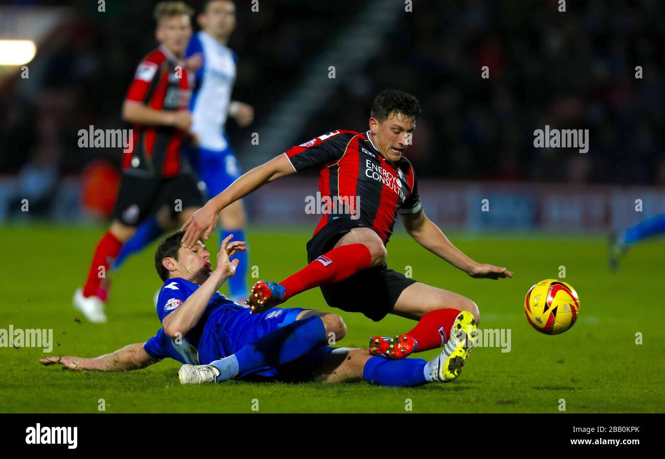 AFC Bournemouth's Tommy Elphick (right) and Birmingham City's Nikola ...