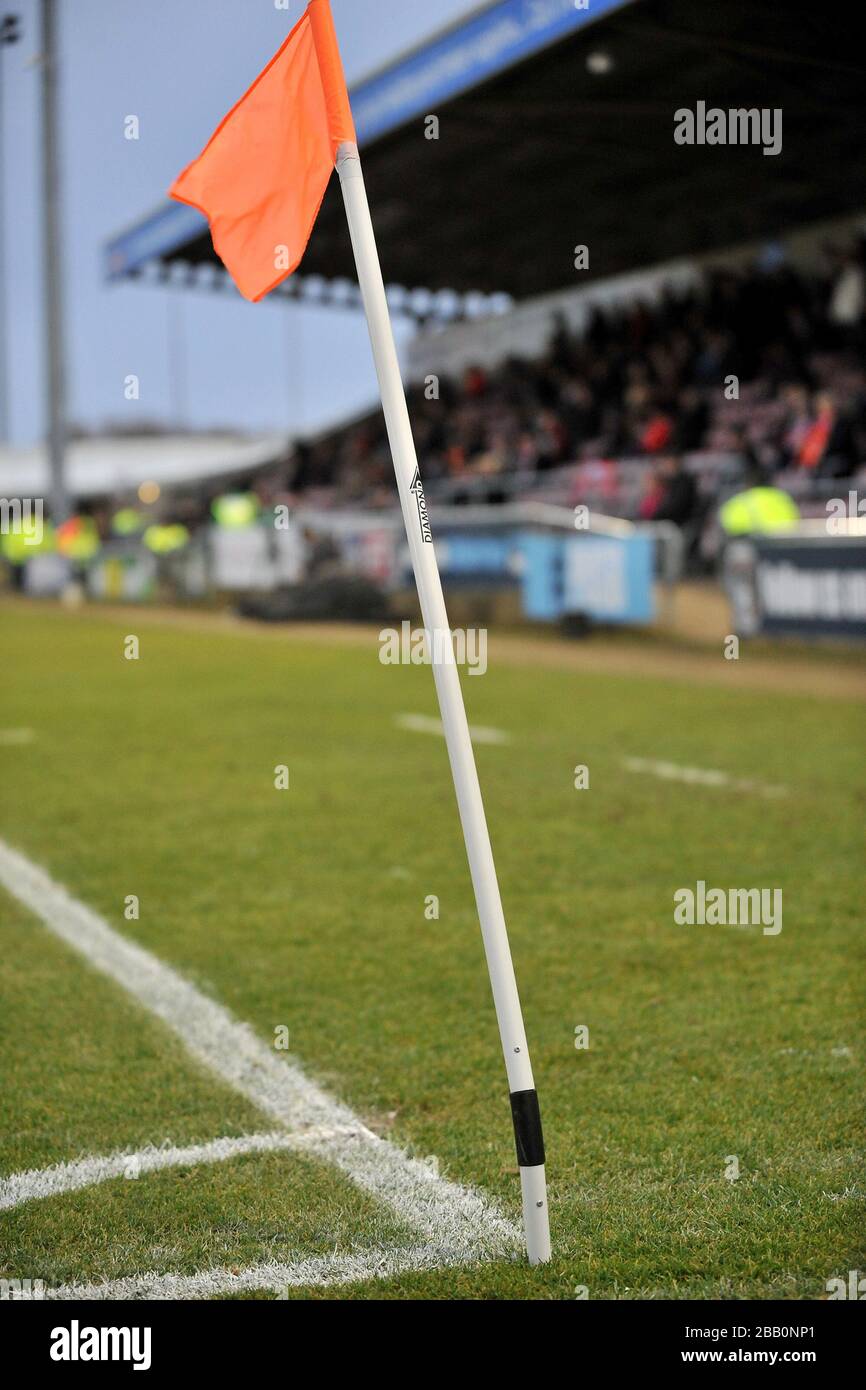 General view of a corner flag at Sixfield Stadium Stock Photo - Alamy