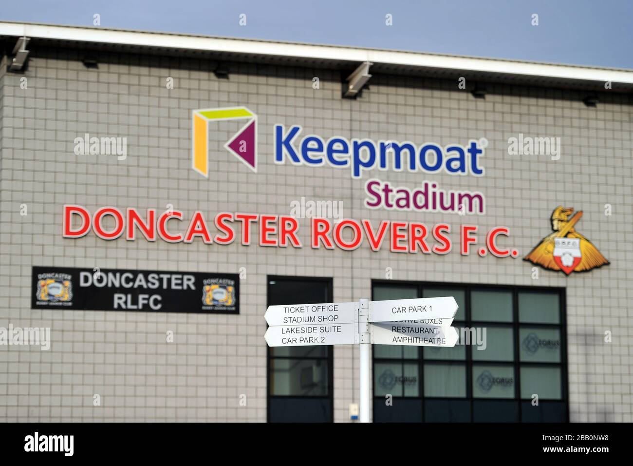 Signage outside Keepmoat Stadium Stock Photo - Alamy