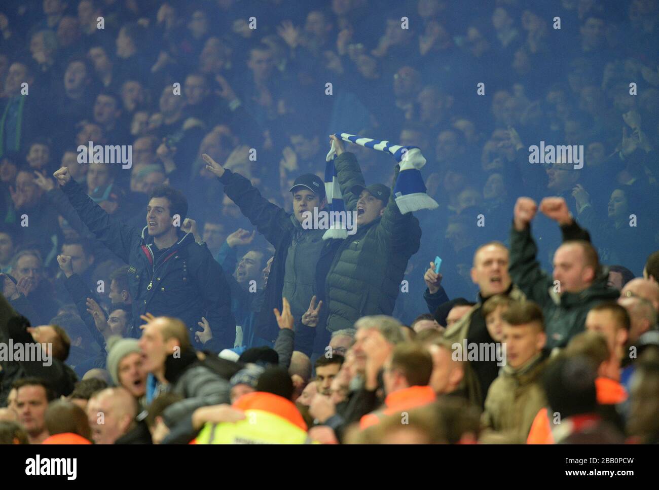 Football fans blue flare flares hi-res stock photography and images - Alamy