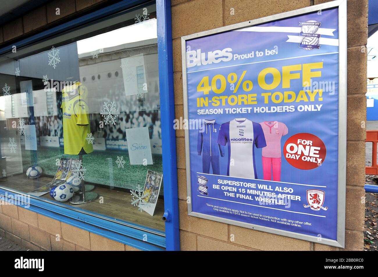 A view of the club shop at St Andrew's stadium Stock Photo - Alamy
