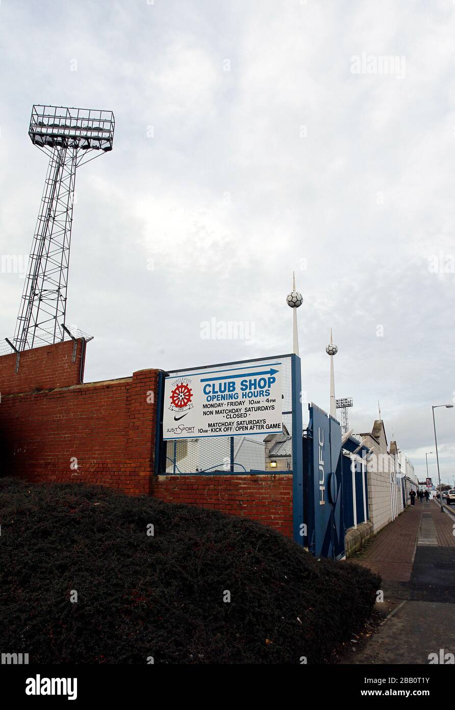 General view of Victoria Park, home of Hartlepool United Stock Photo ...