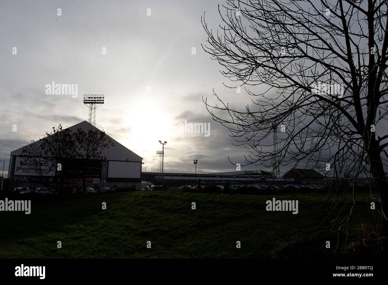 General view of Victoria Park, home of Hartlepool United Stock Photo ...