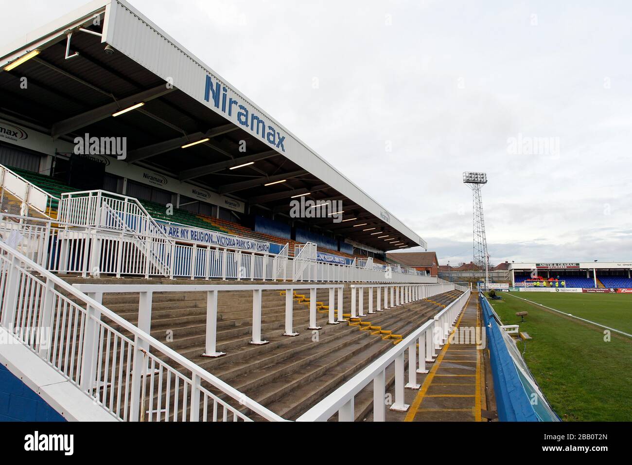 General view of Victoria Park, home of Hartlepool United Stock Photo ...