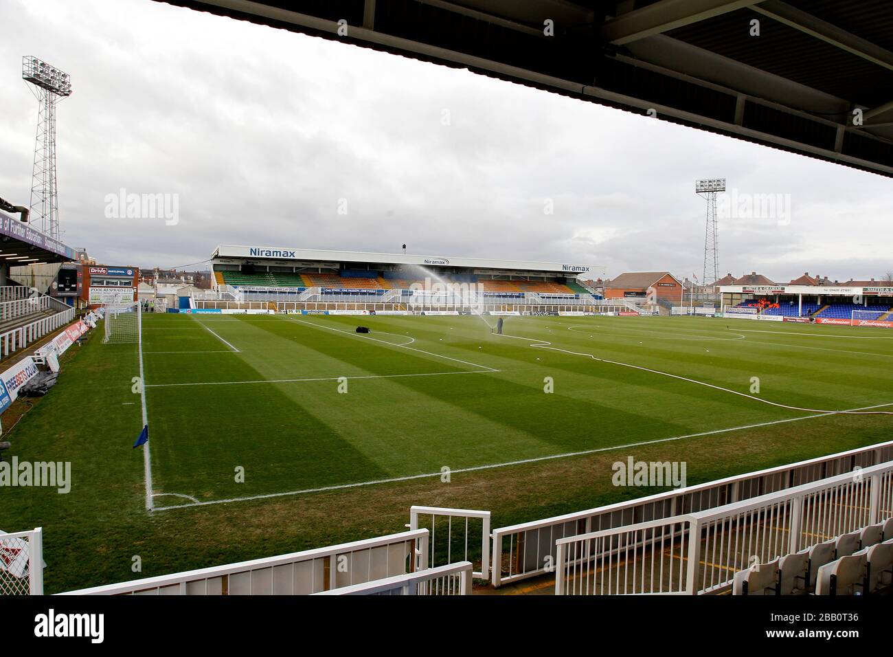 General view of Victoria Park, home of Hartlepool United Stock Photo ...