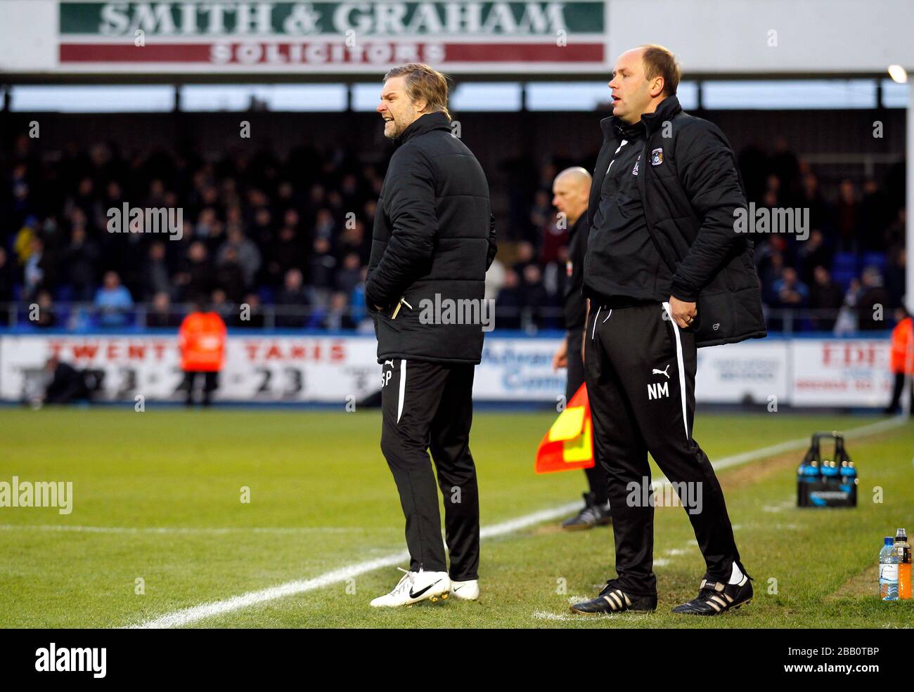 Coventry City's manager Steven Pressley and Neil MacFarlane Stock Photo ...