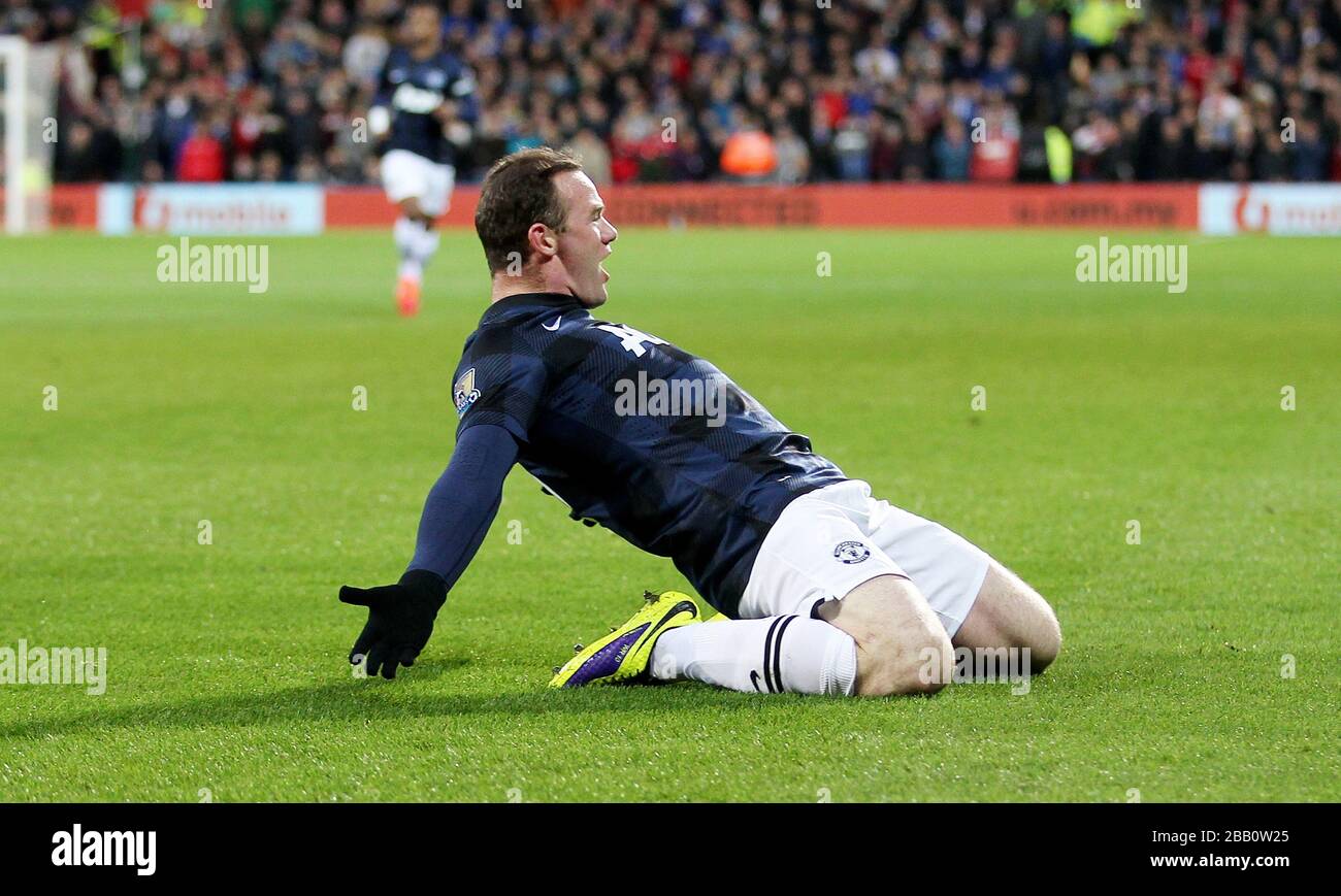 Manchester United's Wayne Rooney celebrates their first goal Stock ...