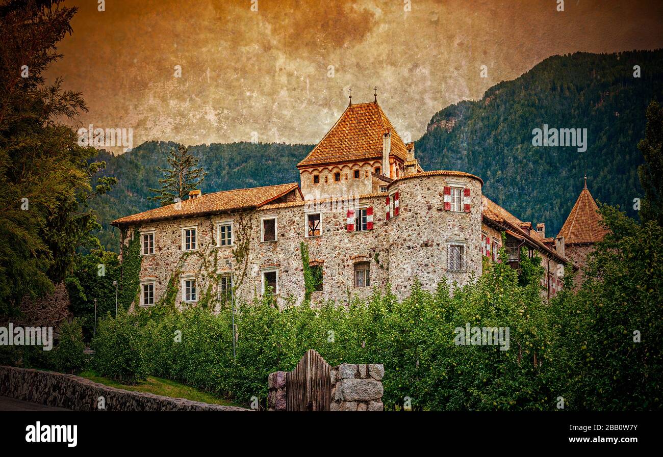 Italy South Tyrol - Merano - Maia Alta - Planta Greifen Castle Stock ...
