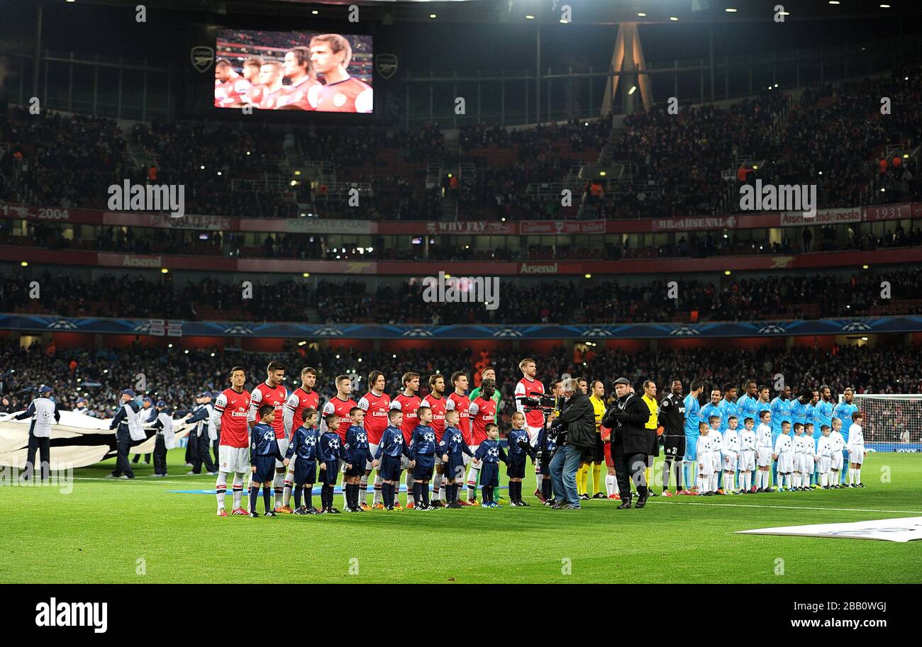 The two team's line up before kick-off Stock Photo - Alamy