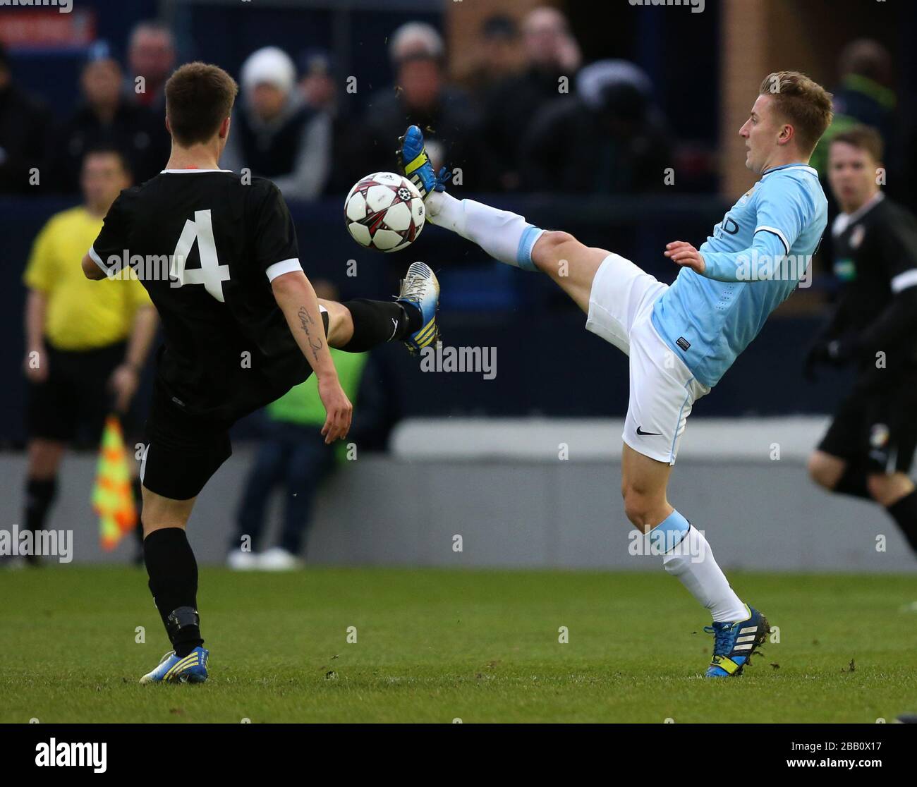 Manchester City's George Glendon (right) and Viktoria Plzen's Daniel ...