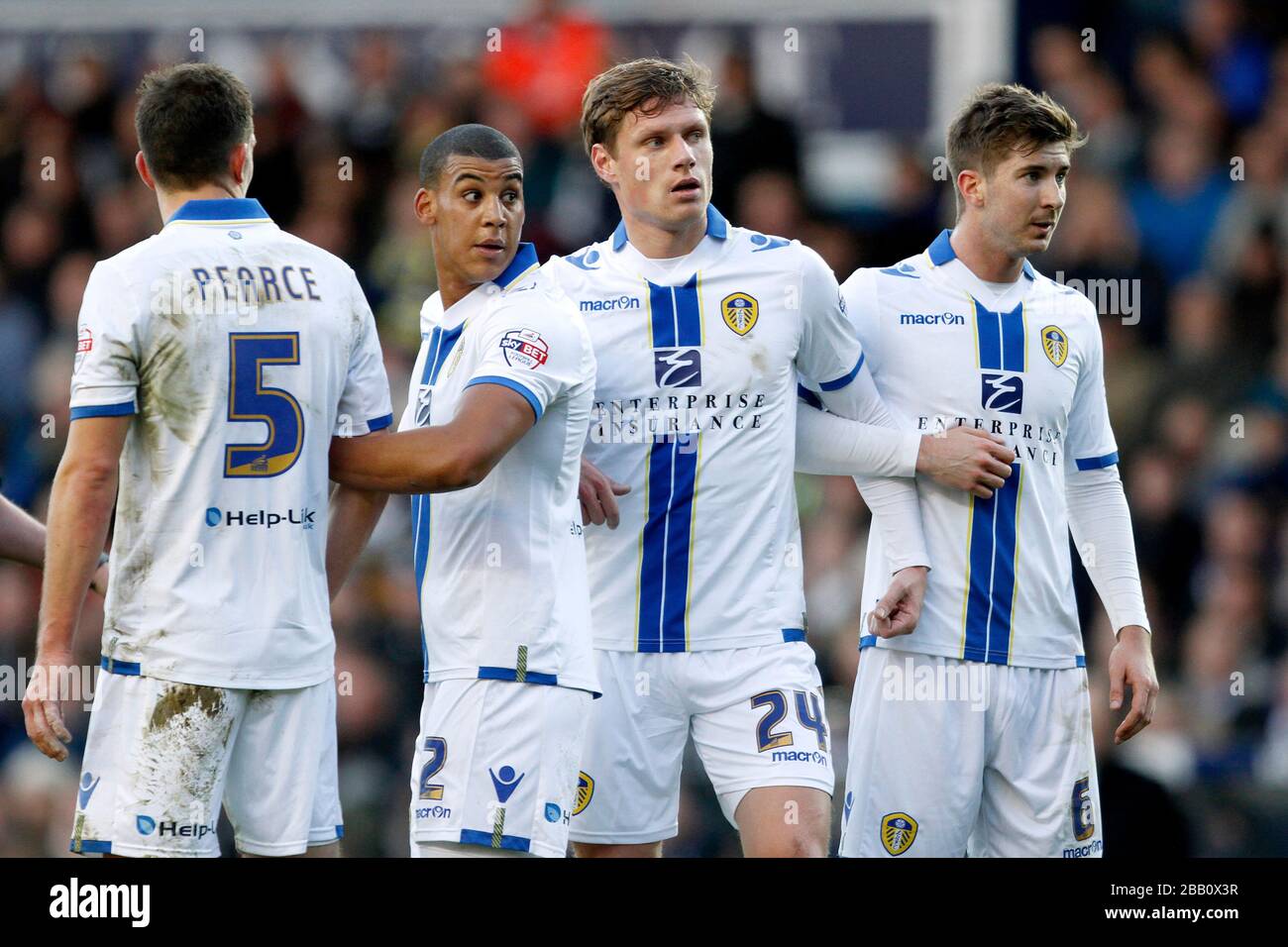 Leeds United's Alex Pearce, Lee Peltier, Maruis Zaliukas and Luke ...