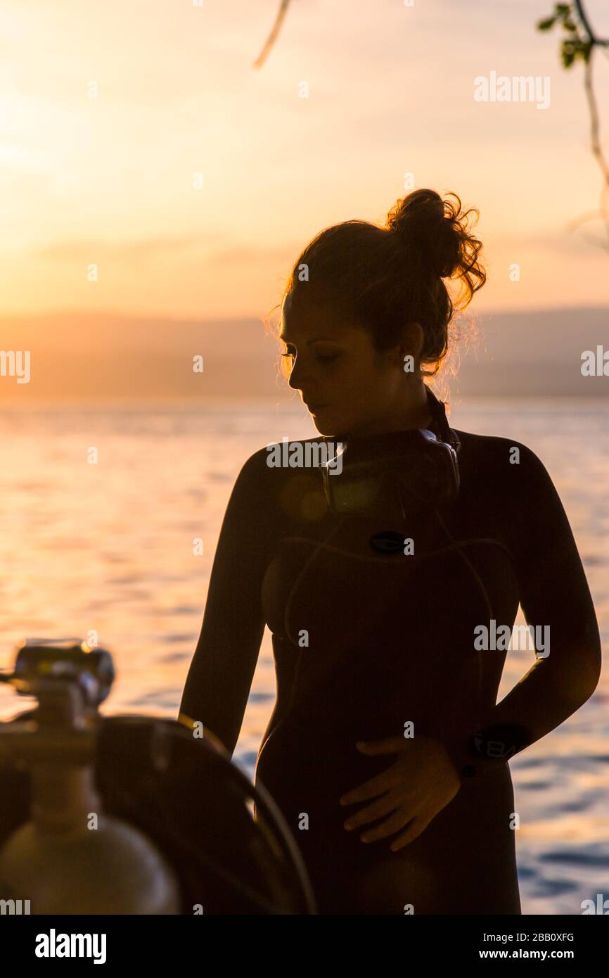 Woman scuba gear wetsuit hi-res stock photography and images - Alamy
