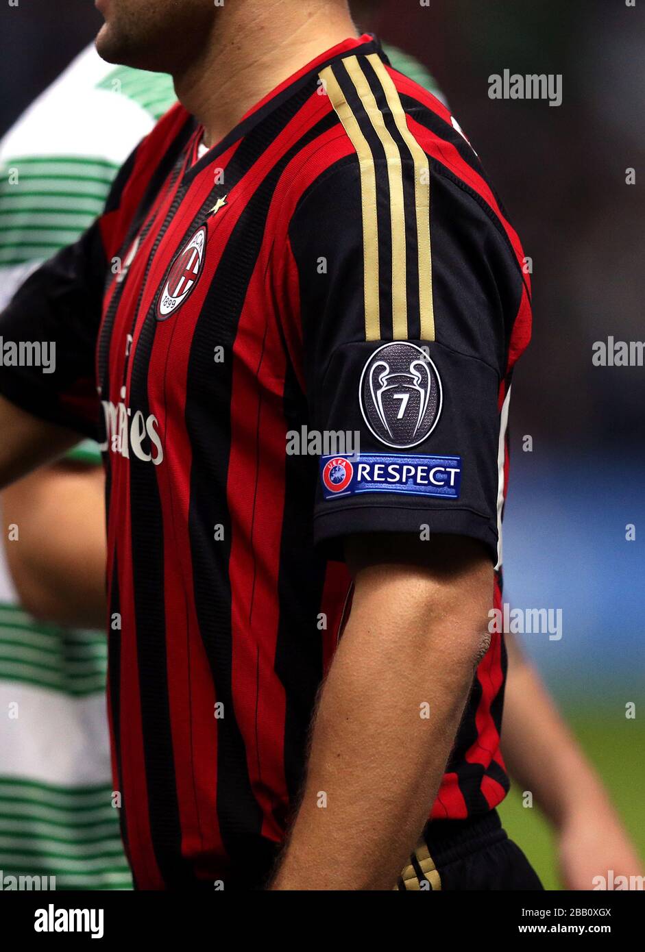 Detail of the UEFA Respect logo and seven time winners crest on the ...