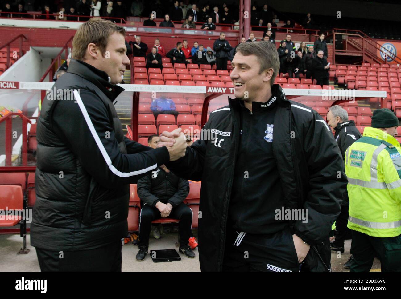 Barnsley Manager David Flitcroft and Birmingham City Manager Lee Clark ...