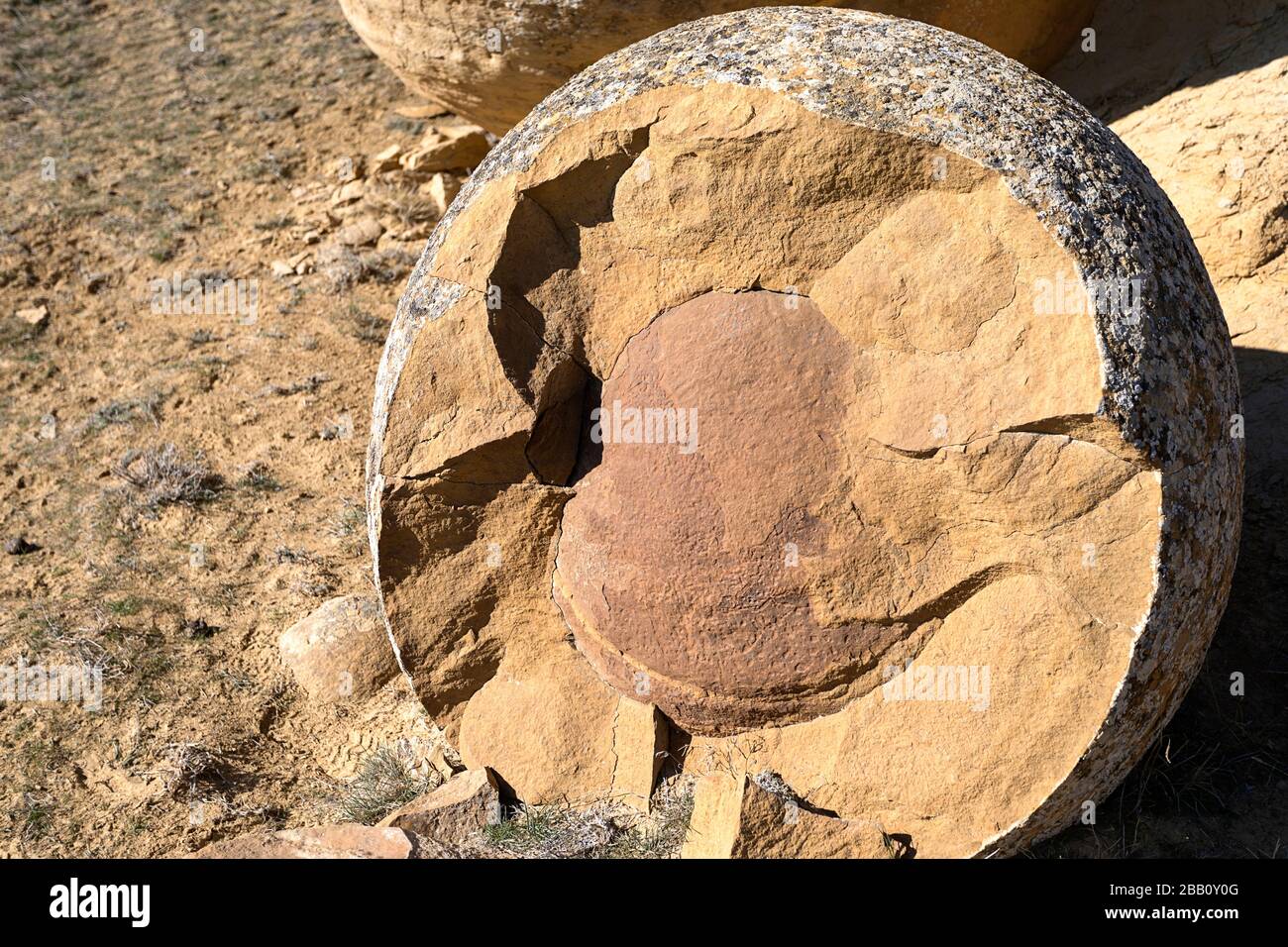 The round core of broken geological spherical rock formations at Valley ...