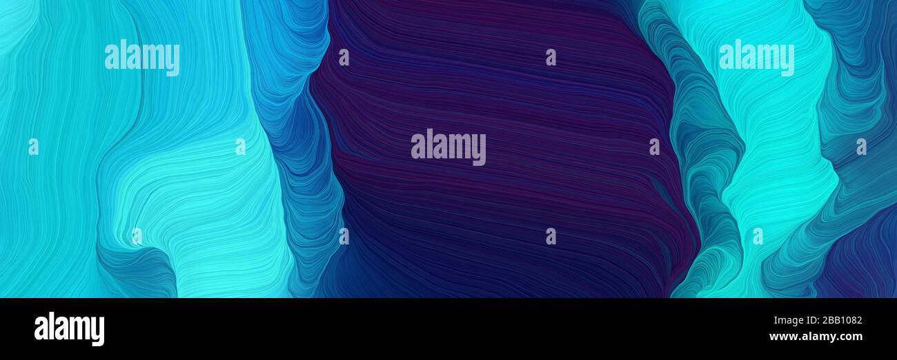 art decorative waves header design with bright turquoise, light sea ...