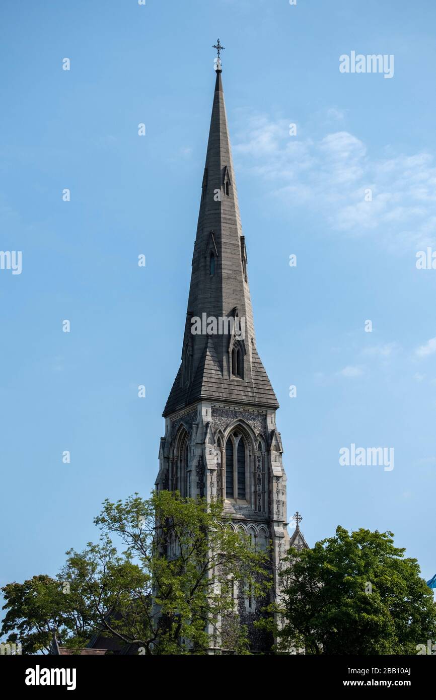 St Alban Anglican church tower in Copenhagen, Denmark, Europe Stock ...
