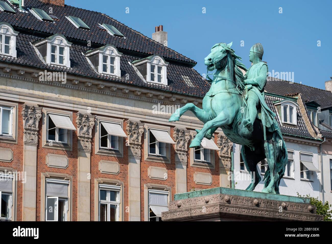 The equestrian statue of Bishop Absalon on Højbro Plads in Copenhagen ...
