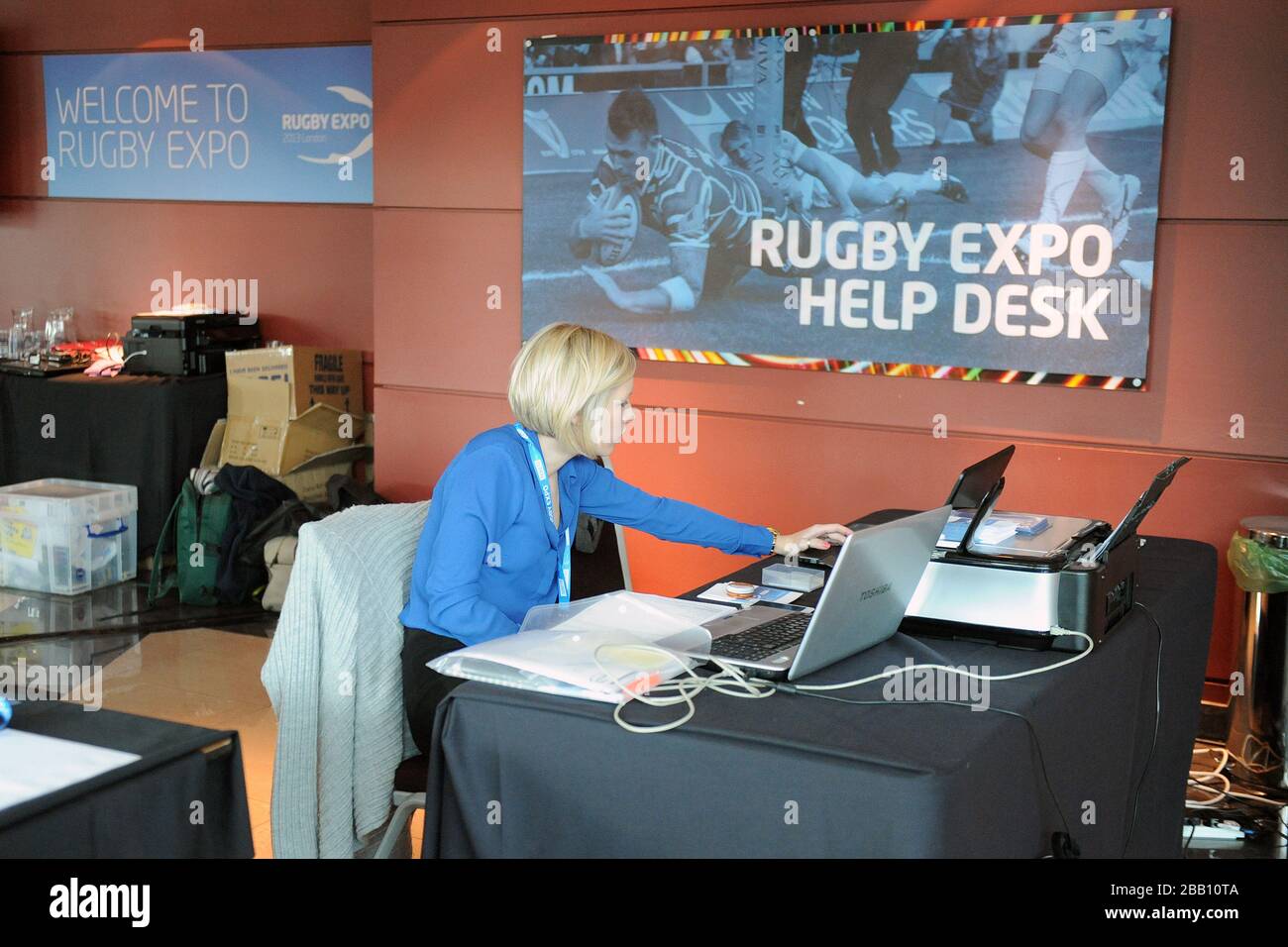 The Rugby Help Desk at Day 2 of Rugby Expo 2013 in Twickenham Stock ...