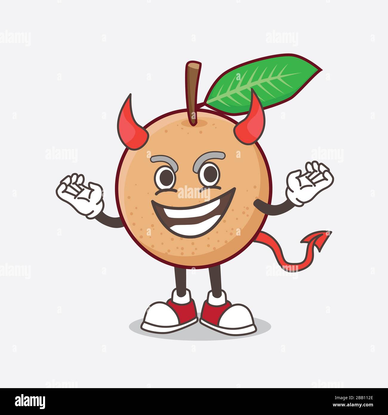 An illustration of Longan Fruit cartoon mascot character as cruel devil ...