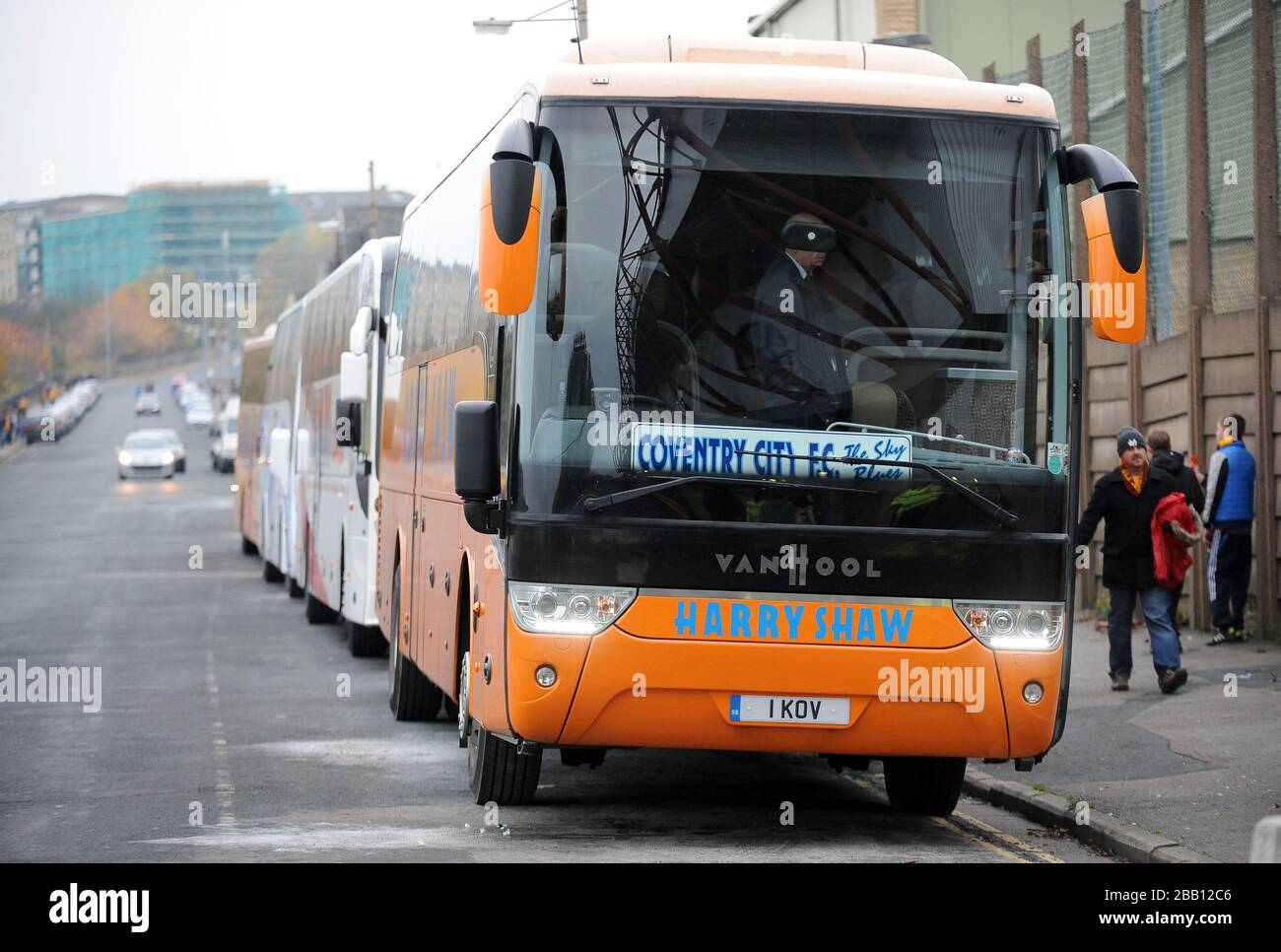 Coventry City coaches lined up outside the Coral Windows Stadium Stock ...
