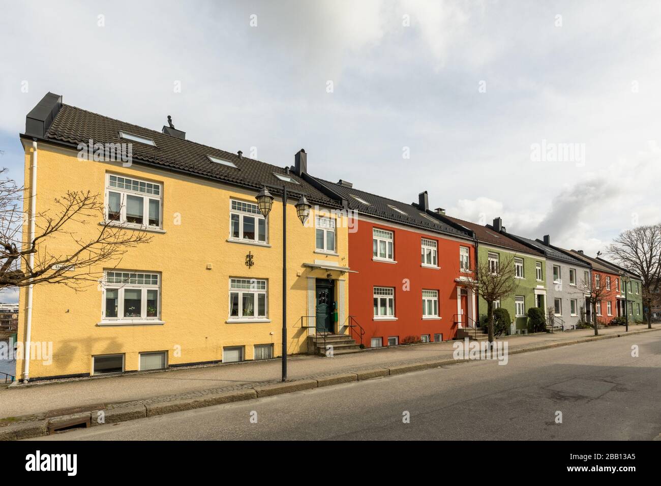 Colorful houses in Elvegata, Posebyen - the Old Town in Kristiansand ...