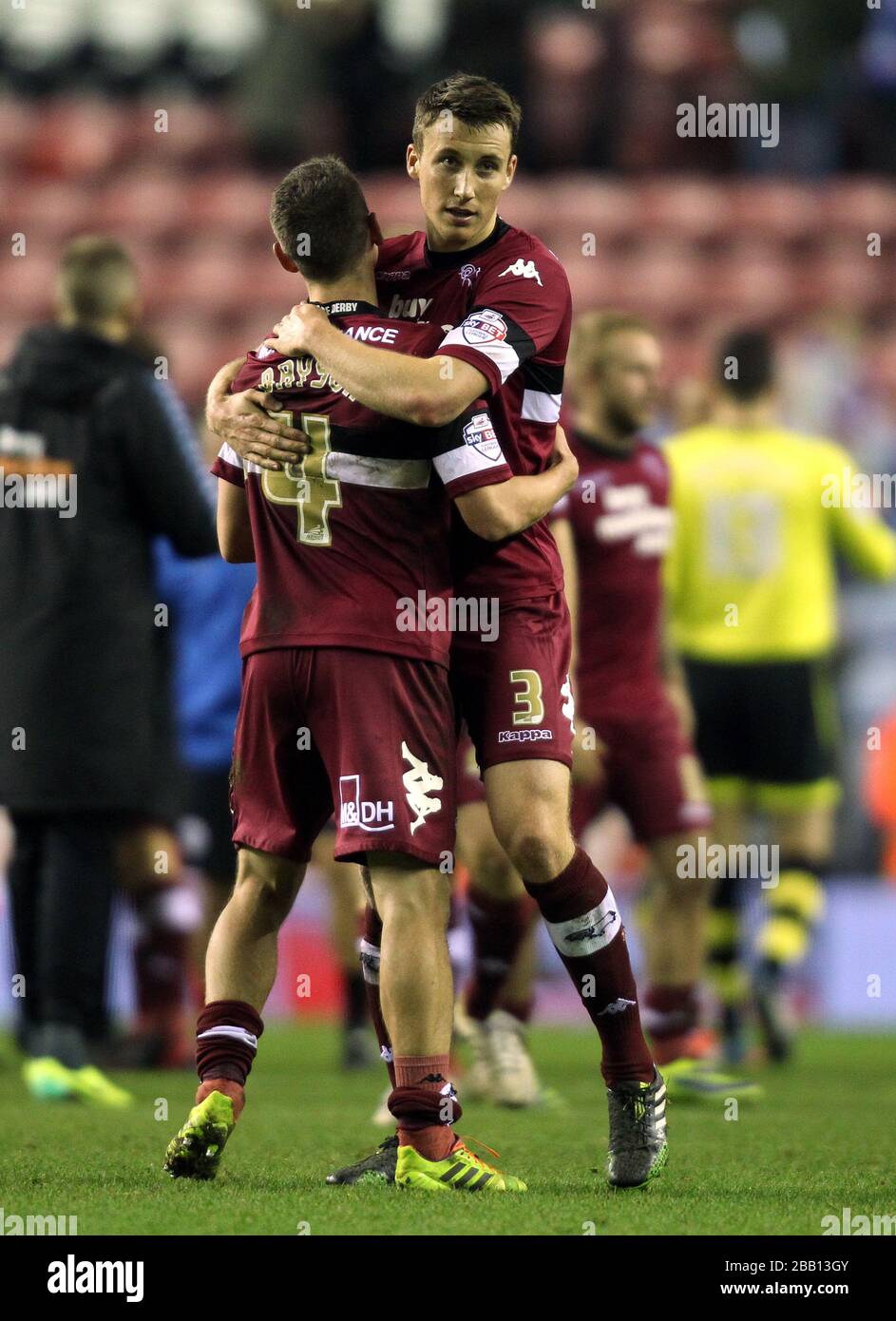 Derby County's Craig Forsyth and Craig Bryson (left) after the game ...