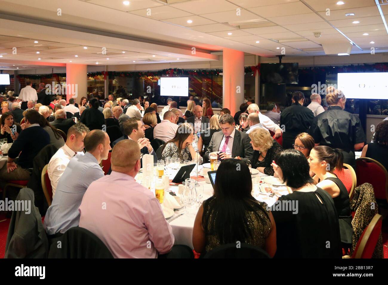 Guests enjoy The Valley Stadium 21st Anniversary Dinner Stock Photo - Alamy