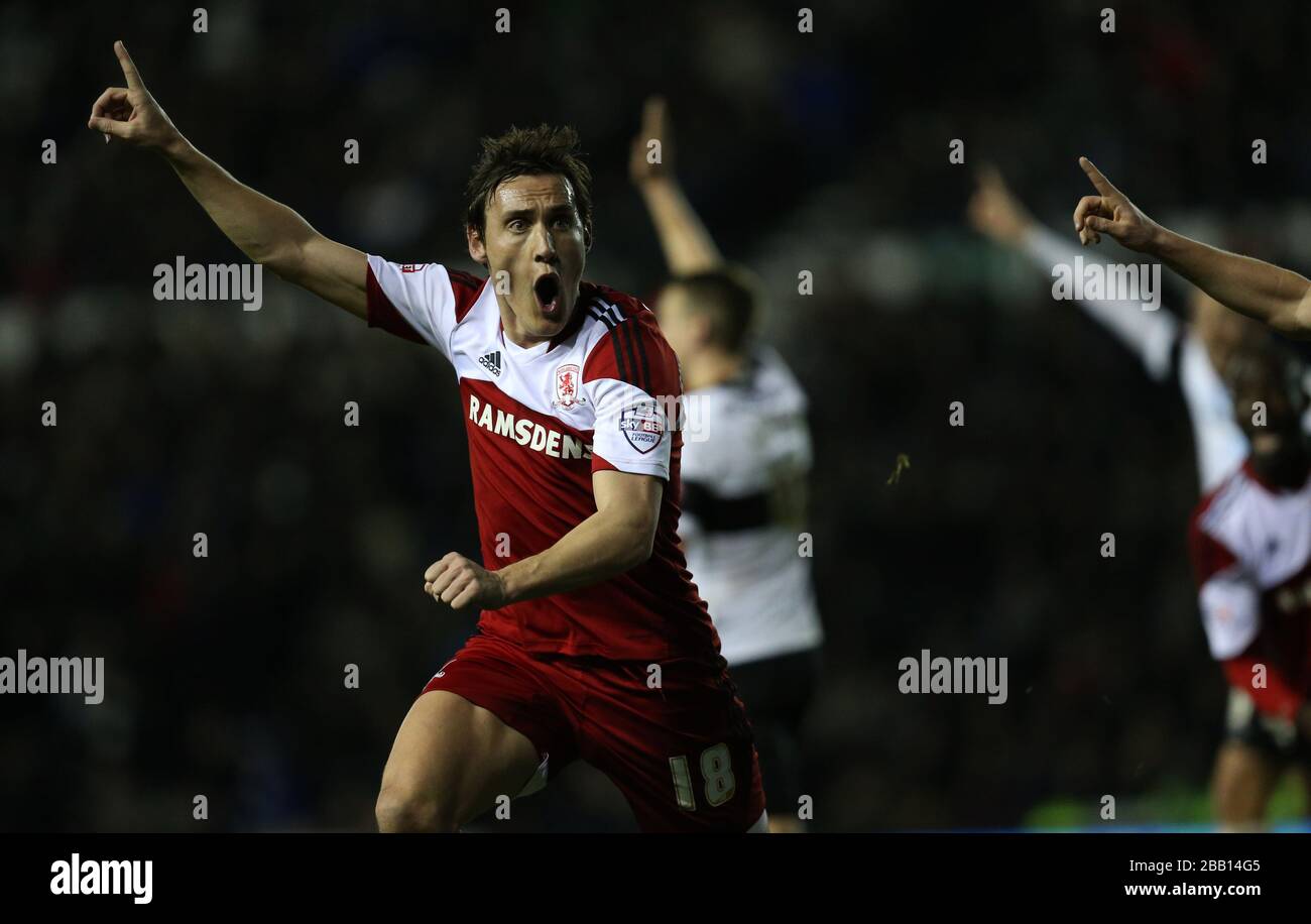 Middlesbrough's Dean Whitehead celebrates scoring their first goal ...