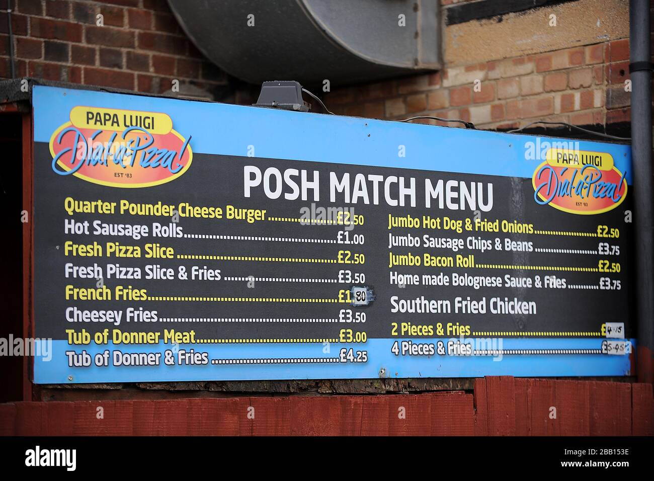 The Posh Match Menu at London Road Stock Photo - Alamy