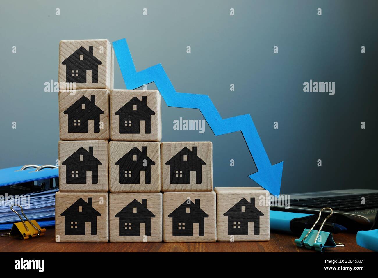 Real estate price reduction. House value falling Stock Photo - Alamy