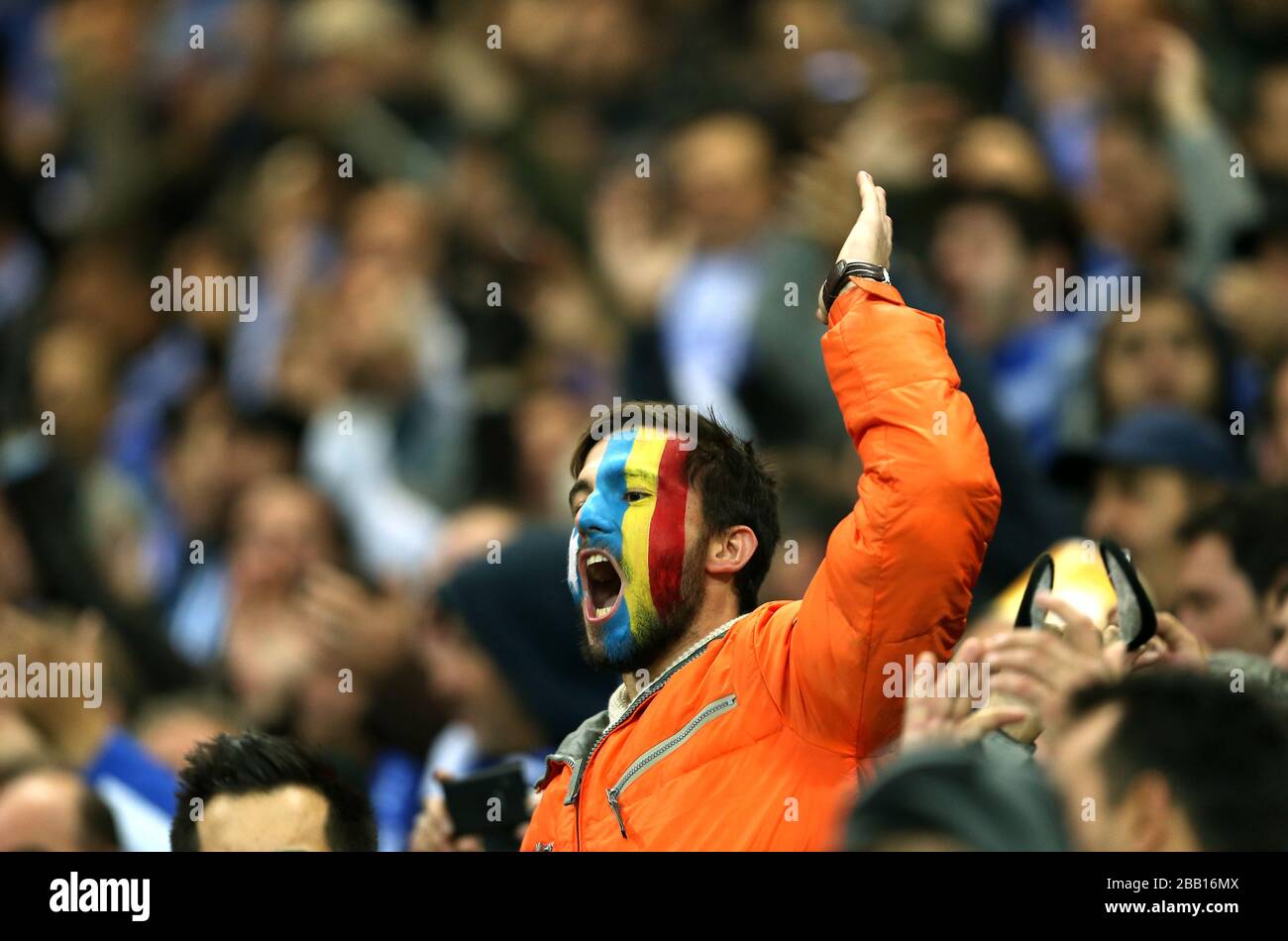 Romania fans soak up the atmosphere Stock Photo - Alamy