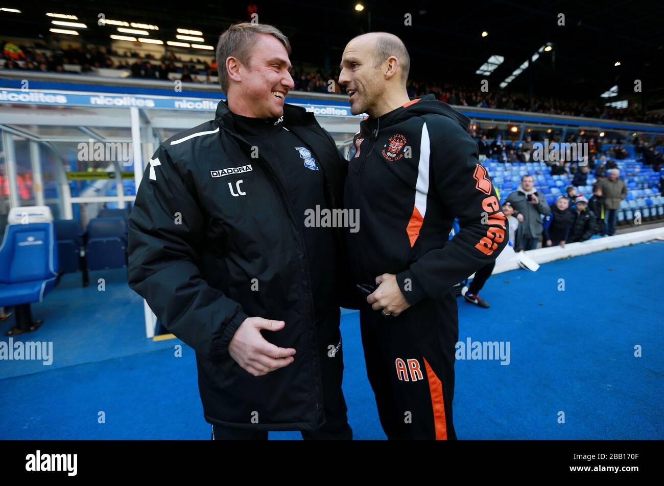 Birmingham City's Lee Clark and Blackpool's assistant manager Alex Rae ...