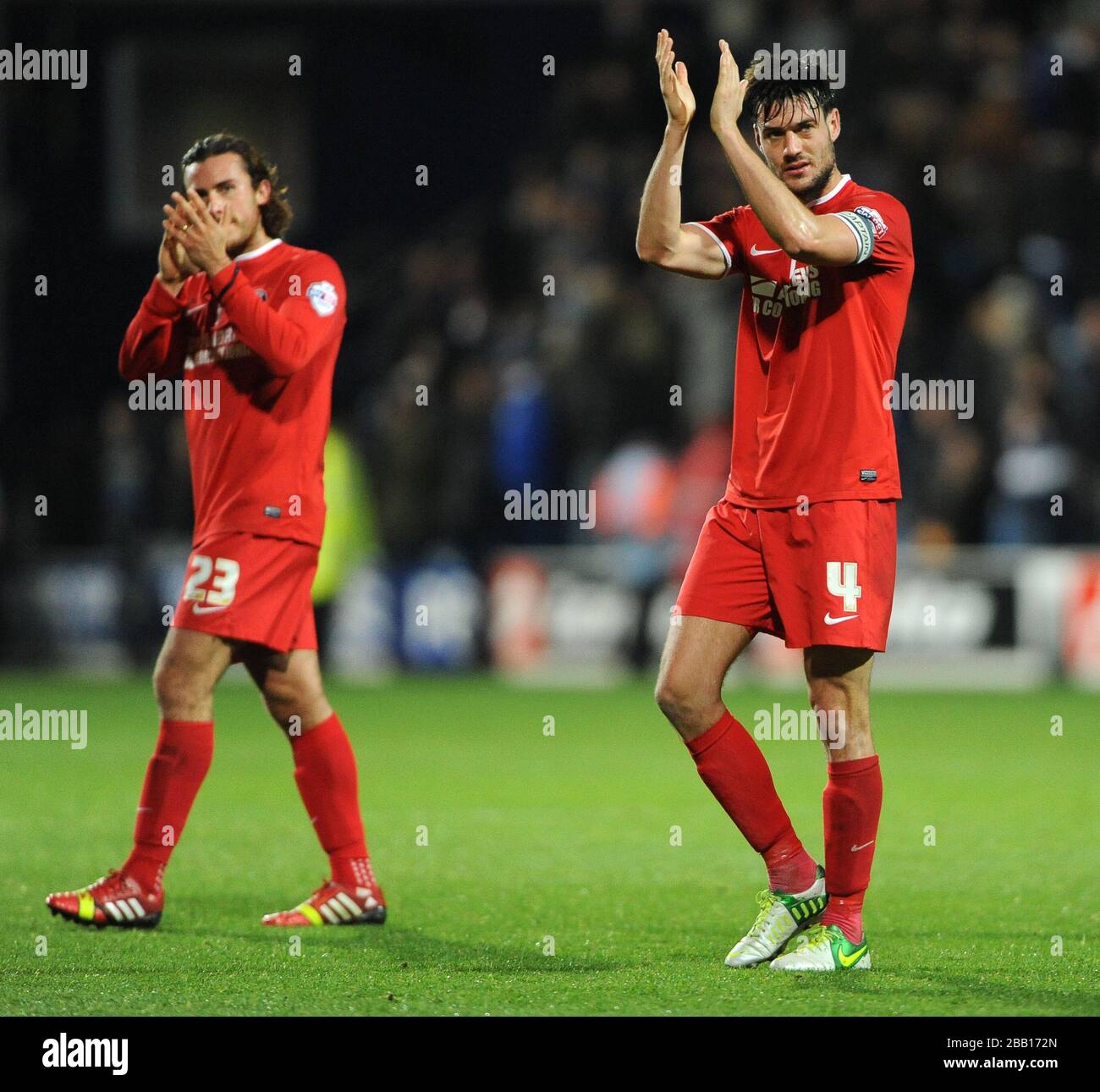 Charlton Athletic's Johnnie Jackson (right) and Lawrie Wilson appluad ...
