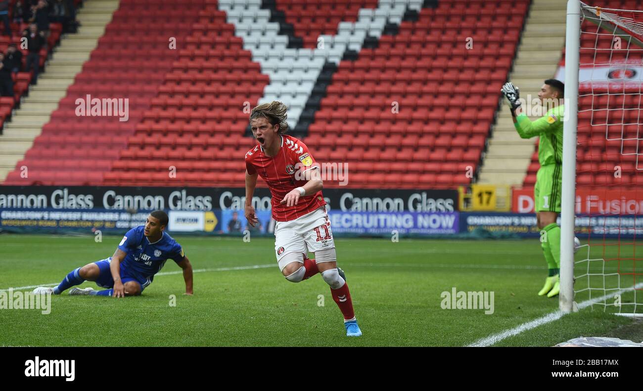Charlton Athletic's Conor Gallagher celebrates scoring their first goal ...