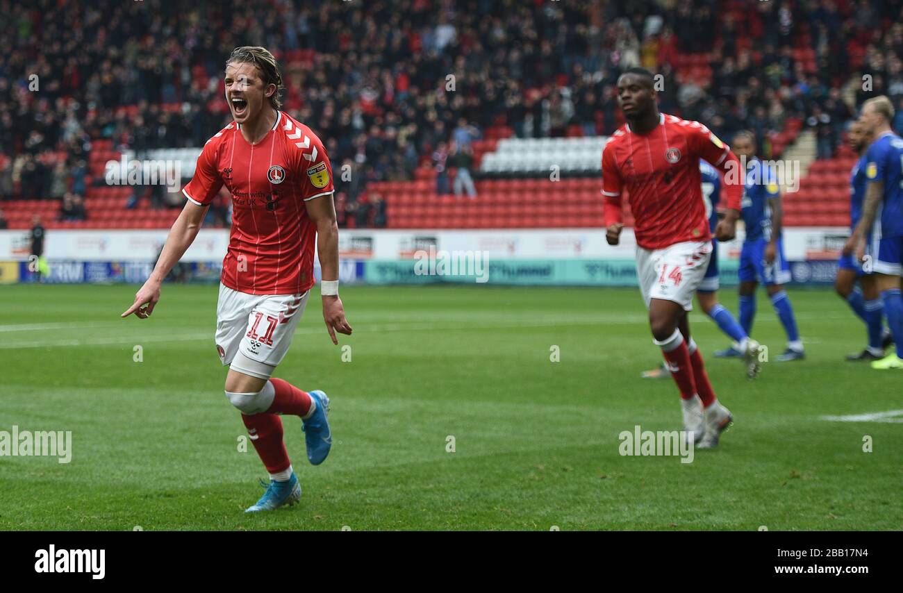 Charlton Athletic's Conor Gallagher celebrates scoring their first goal ...